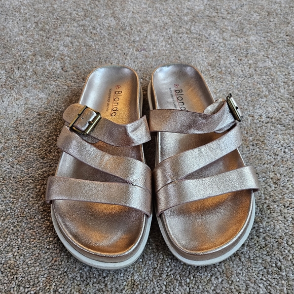 Blondo | Shoes | Blondo Rose Gold Leather Hausse Sandals 65 | Poshmark